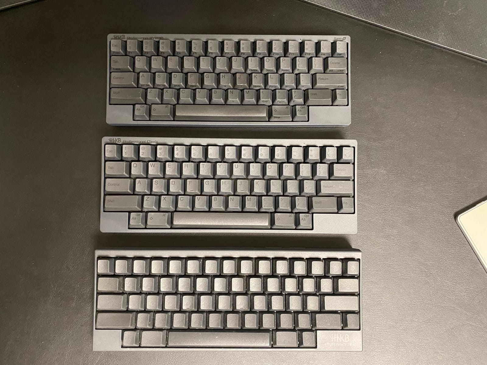 HHKBs compared (Pro 2 vs. Classic vs. Hybrid Type-S)